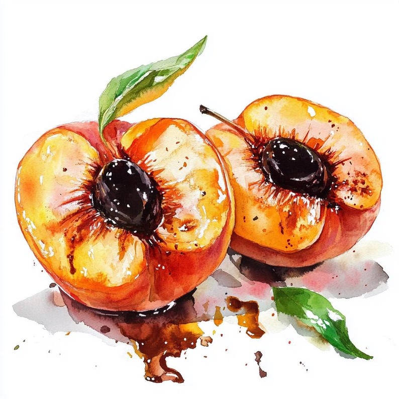 200 Watercolor Peach Clipart - Fruit Clipart - Nursery Peach - Sweet ...