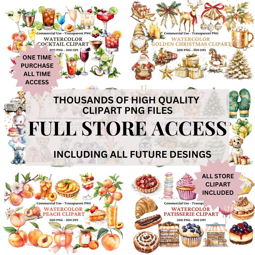 Watercolor Clipart Bundle - Full Store Lifetime Access - High Quality ...