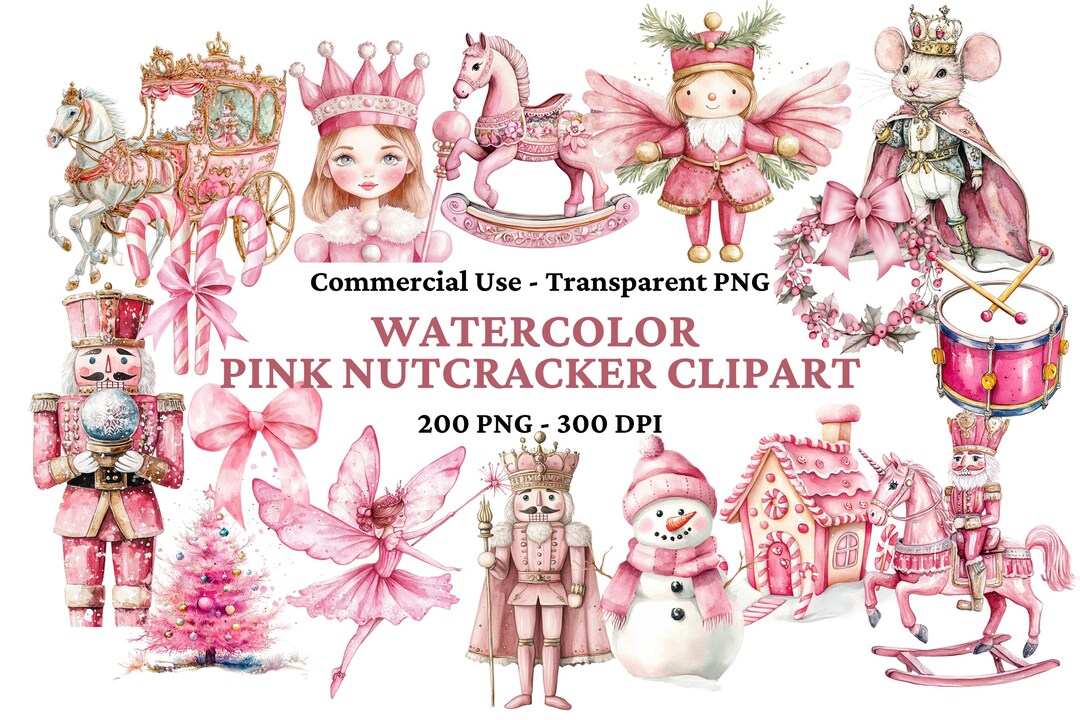 200 Nutcracker Christmas Clipart - Pink Christmas - Christmas Crafts ...