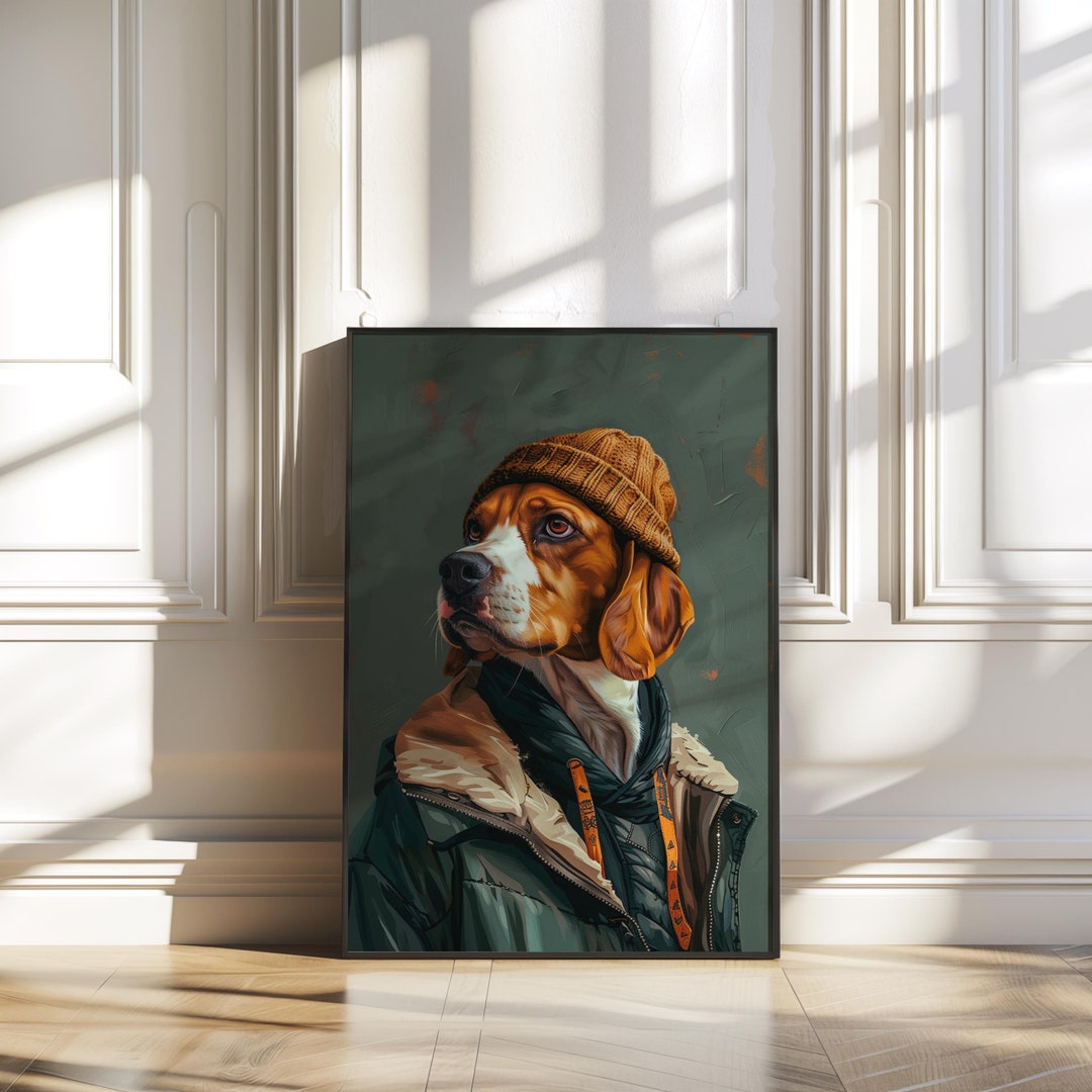 Unique Beagle Character Design Minimalist Digital Art Print Dog ...