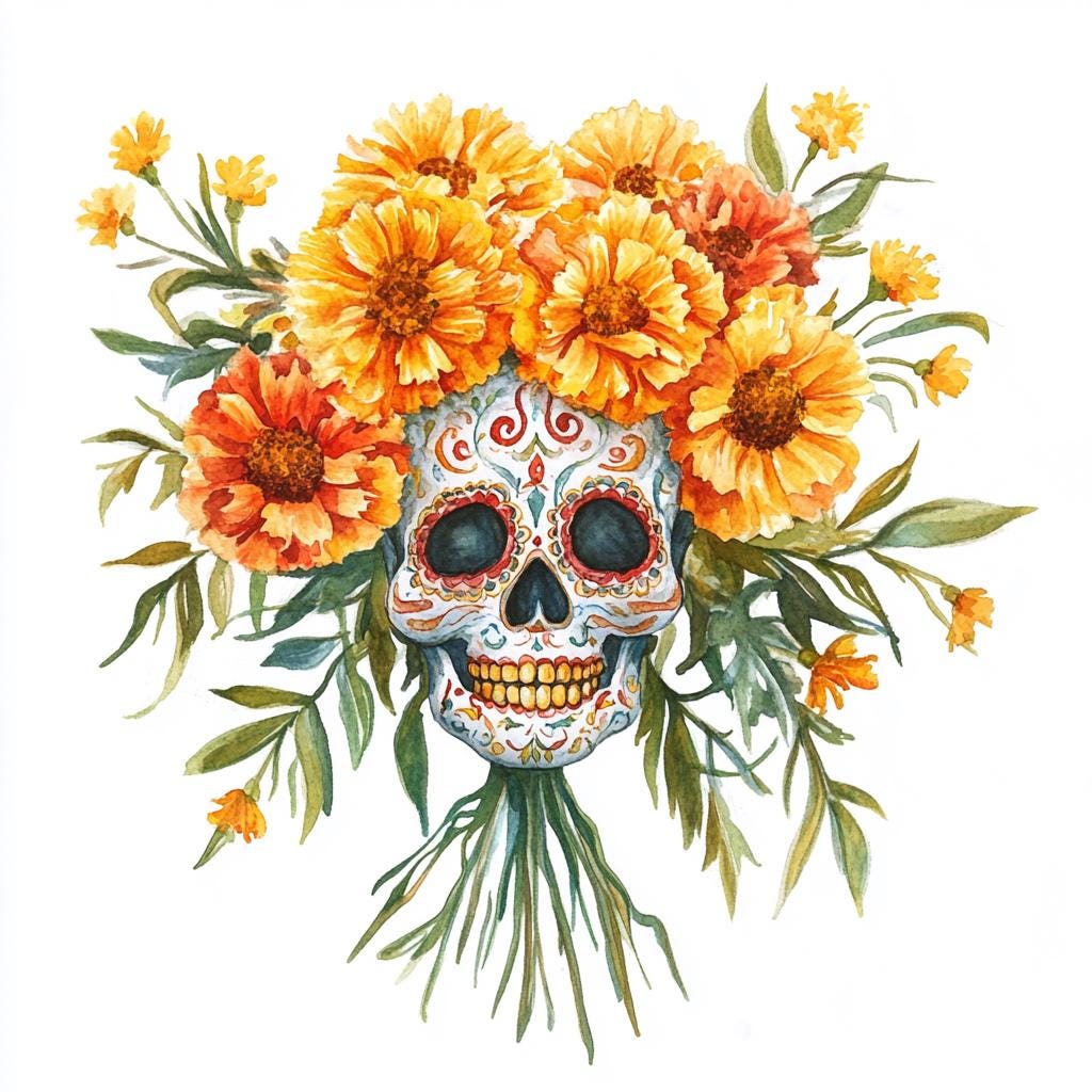 200 Watercolor Day of the Dead Clipart - Dia De Muertos Clip Art ...