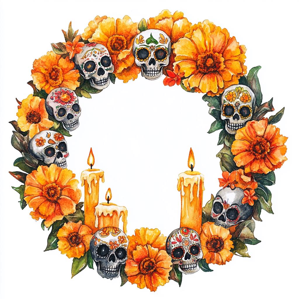200 Watercolor Day of the Dead Clipart - Dia De Muertos Clip Art ...