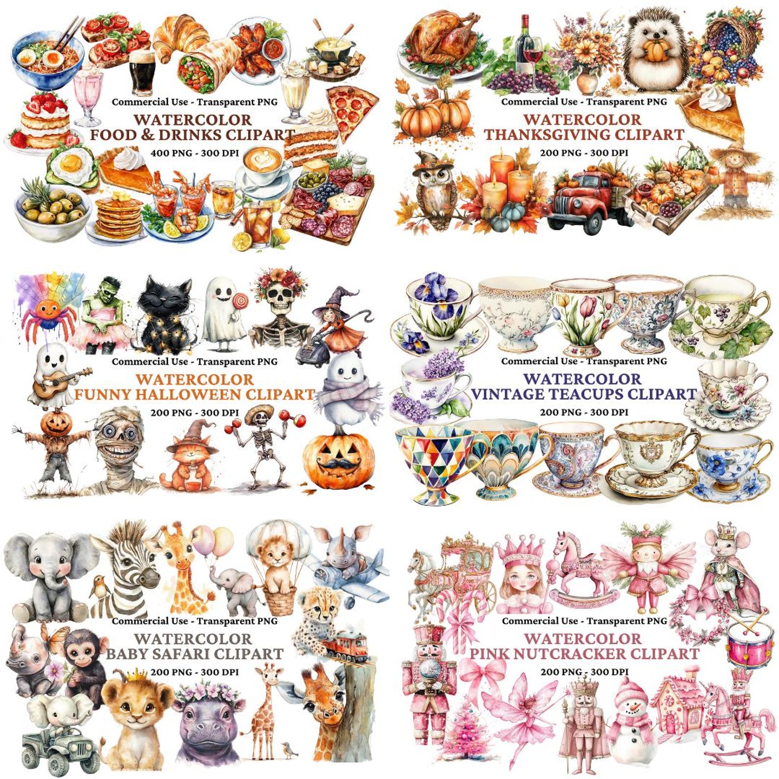 Watercolor Clipart Bundle - Full Store Lifetime Access - High Quality ...