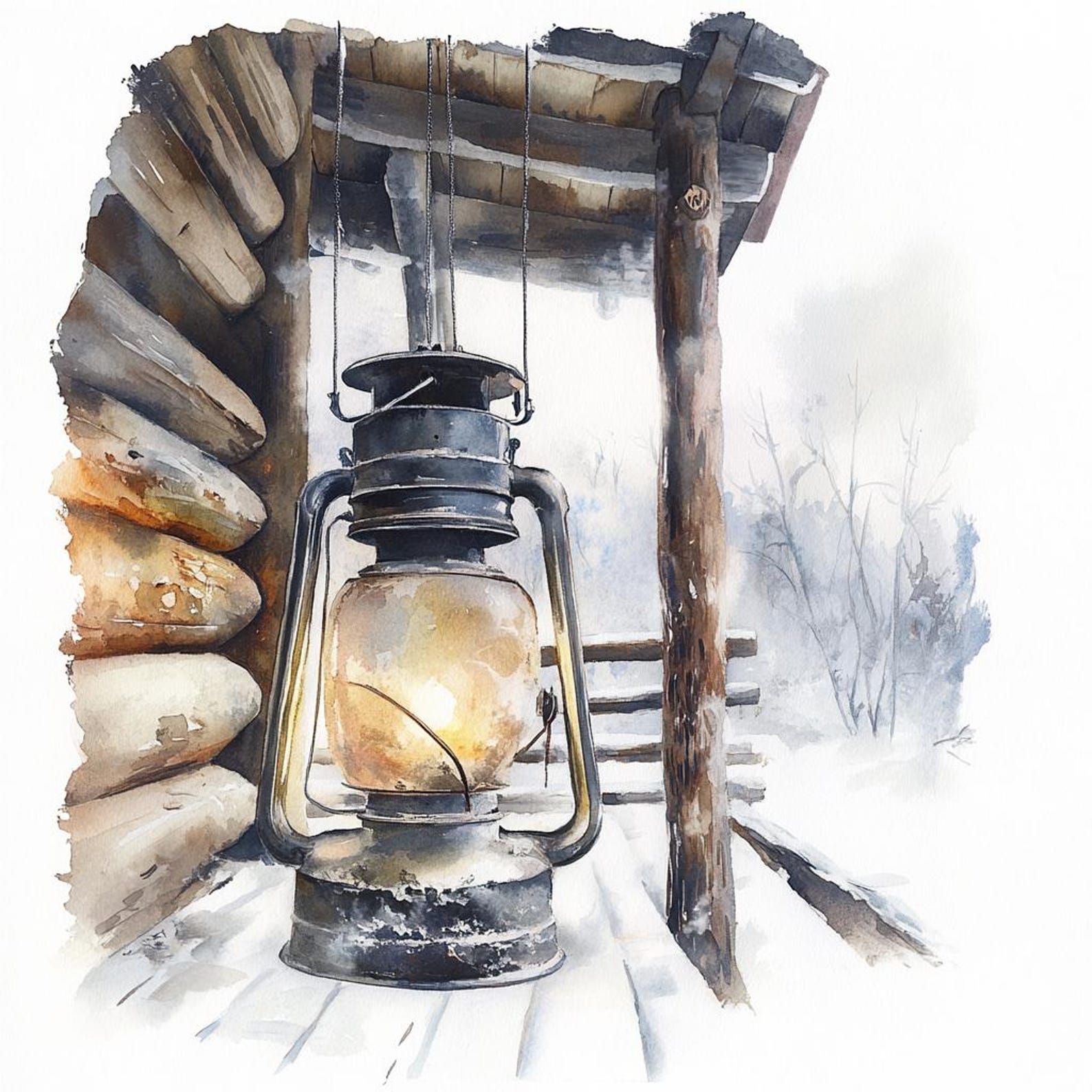 200 Watercolor Winter Cabin Clipart - Cozy Winter Clip Art Bundle ...