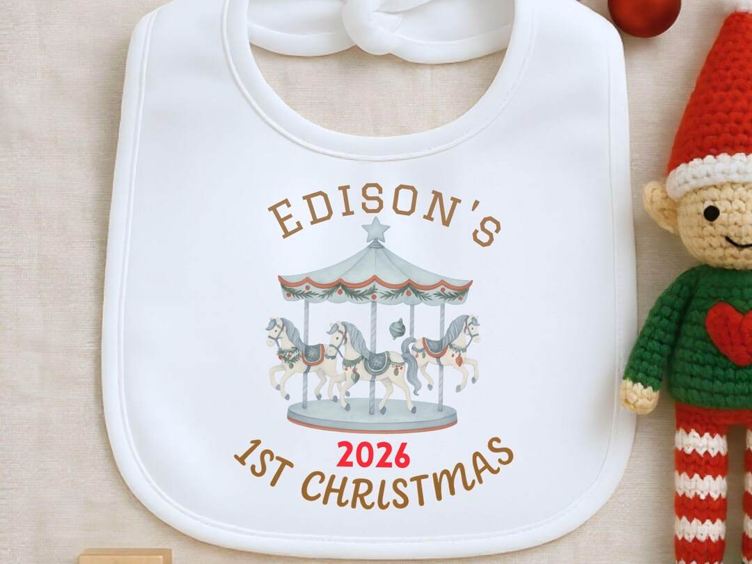 Personalized Baby First Christmas Outfit: Custom Carousel Horses ...