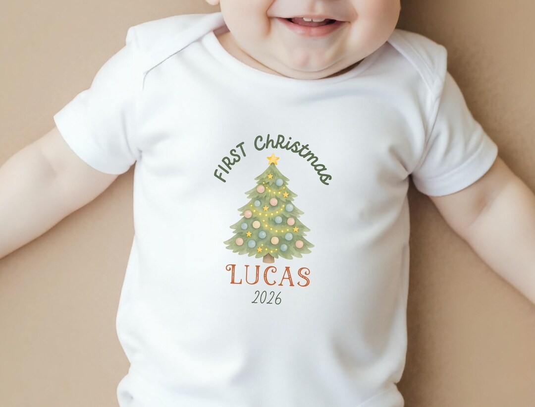 Personalised First Christmas Baby Grow, Custom Holiday Outfit for ...