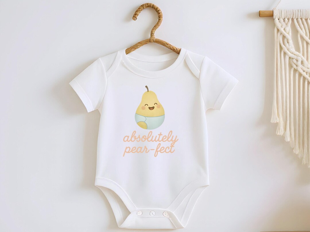 Cute Pear Baby Grow, Adorable Newborn Gift, Sweet Baby Fruit Pun Outfit ...