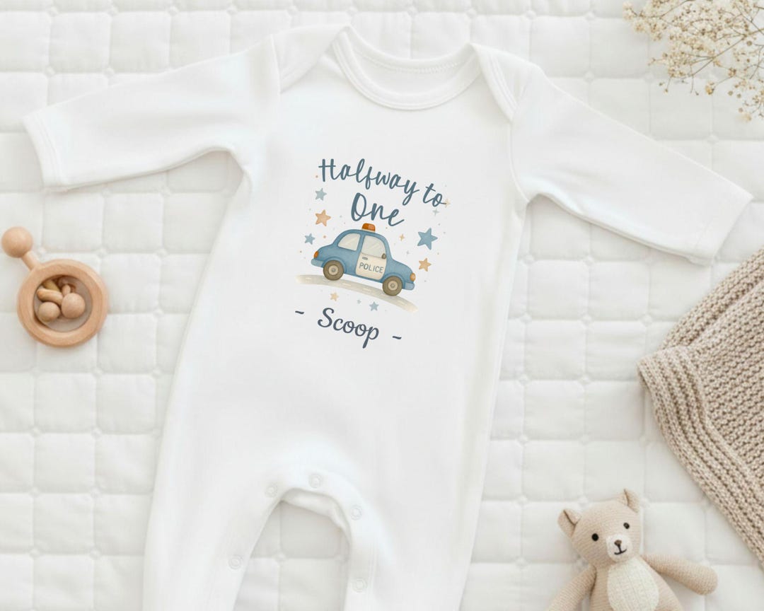 Personalised Halfway to One Baby Grow: Six Month Milestone Custom Gift ...