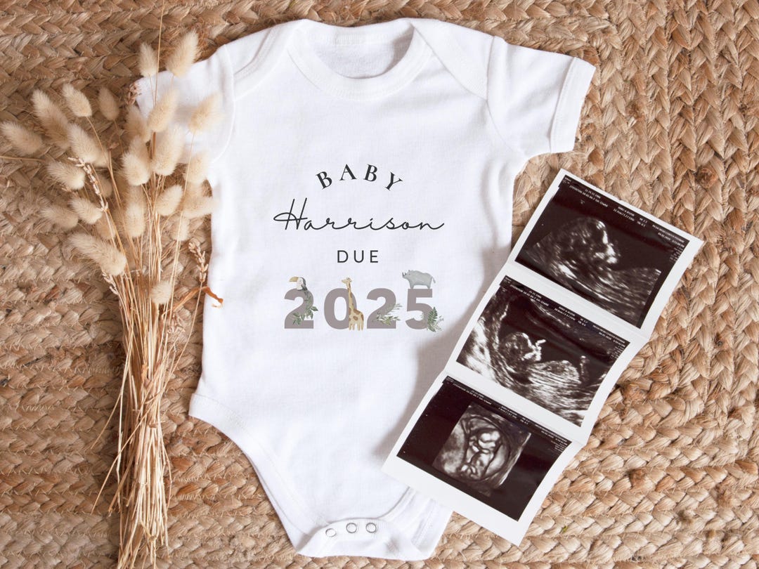 Personalised Baby Due 2026 Baby Grow, Custom Pregnancy Reveal Vest ...