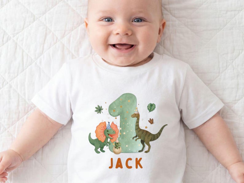 First Birthday Outfit Boy | Dinosaur Cake Smash Shirt | Cute Dino Party ...