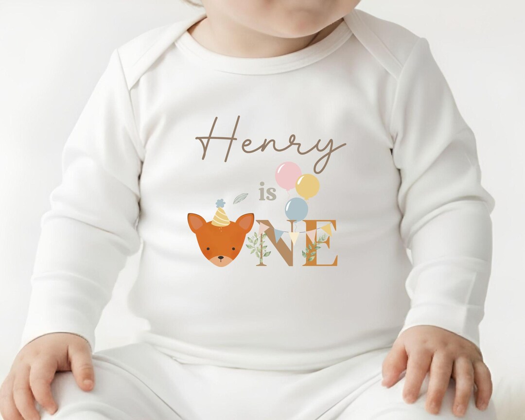 Custom Fox 1st Birthday Outfit for Boys : Personalised Woodland One ...