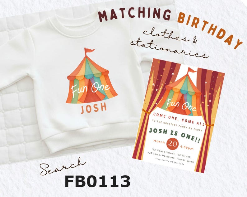 Fun One Circus Party Invitation: Printable First Birthday Digital ...