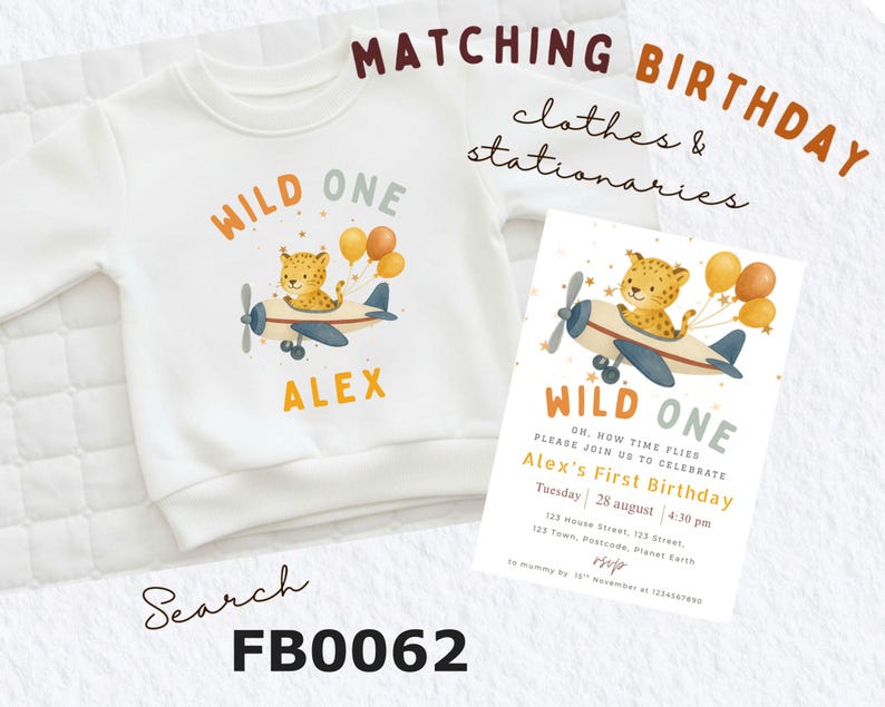 Wild One First Birthday Invitation: Time Flies Airplane Party Theme ...