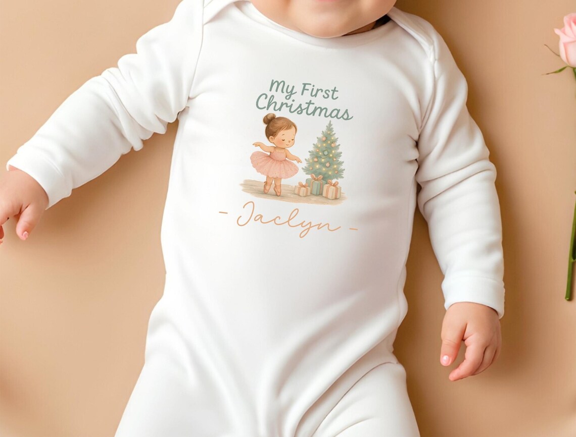 Ballerina Christmas Baby Grow, First Christmas Baby Outfit, Festive ...