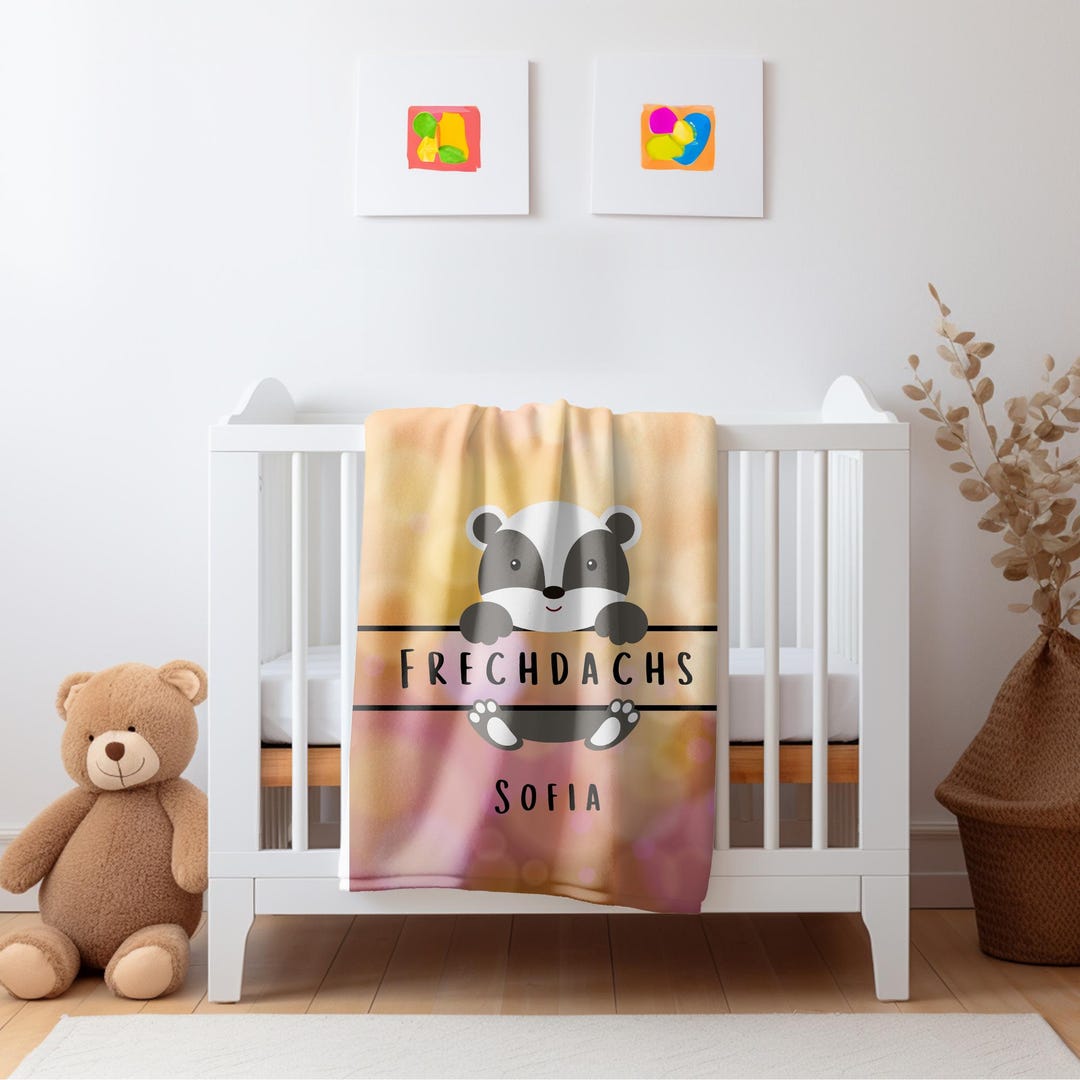 Cheeky Badger Cuddly Blanket for Children, Personalized Blanket With ...