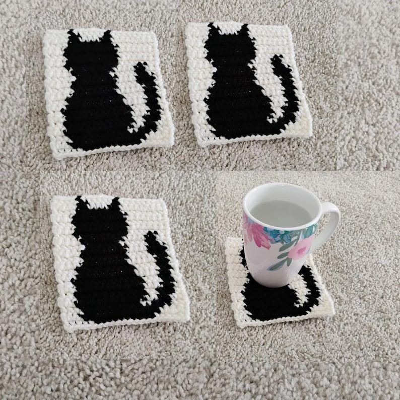 Crochet Cat Coaster Pattern: Beginner-friendly DIY (PDF Download) - Etsy