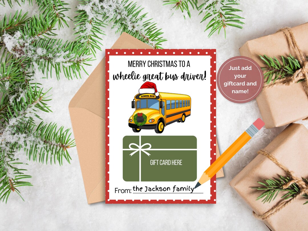 Bus Driver Christmas Gift Card Holder | Printable Thank You (PDF) - Etsy