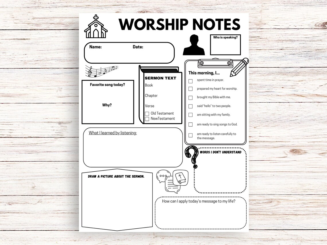 Worship Notes for Kids: Church Sermon Printable (classic Edition) - Etsy