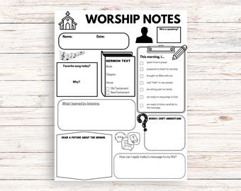 Church Notes for Kids Printable - Etsy