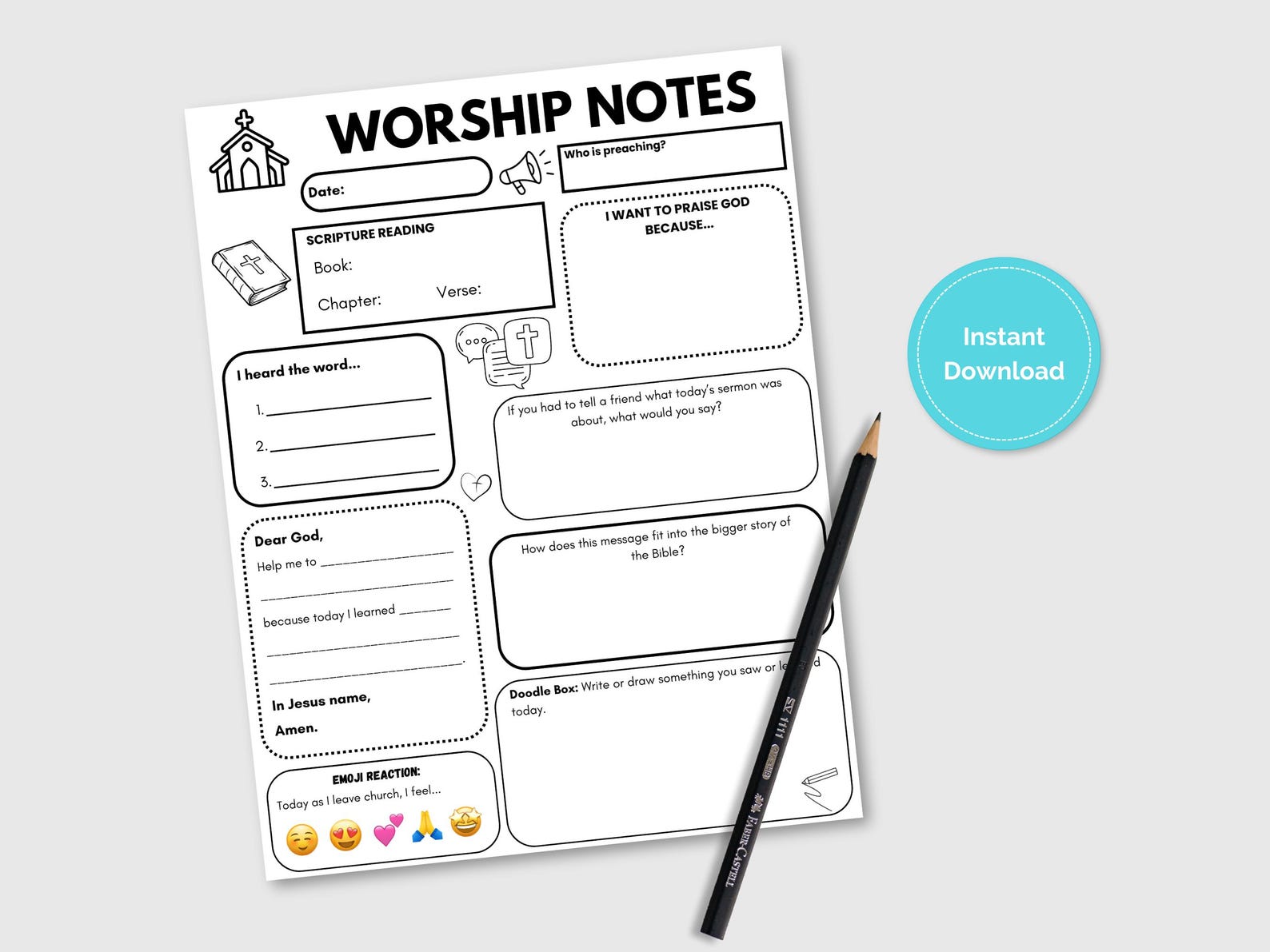 Worship Notes for Kids 5 | Printable Sermon Notes | Family Discipleship ...