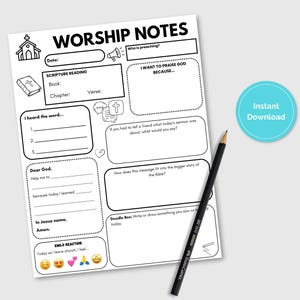 Worship Notes for Kids 5 | Printable Sermon Notes | Family Discipleship ...