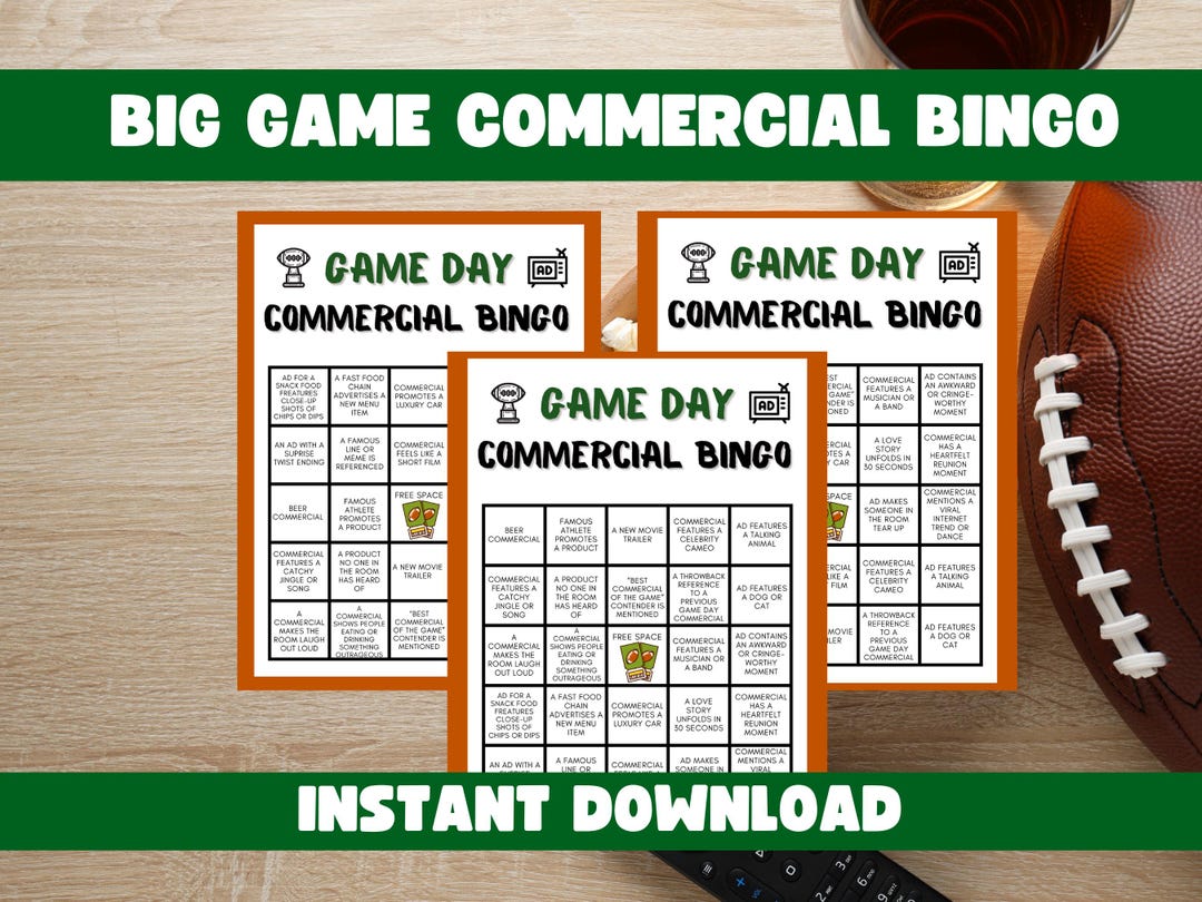Big Football Game 2025 Commercial Bingo | Football Bowl Bingo LIX ...