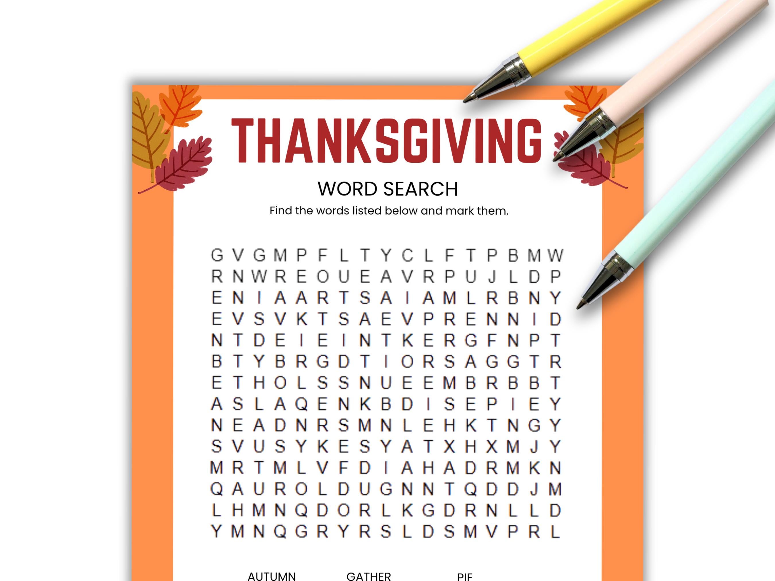 Thanksgiving Word Search | Printable Thanksgiving Games | Fall ...