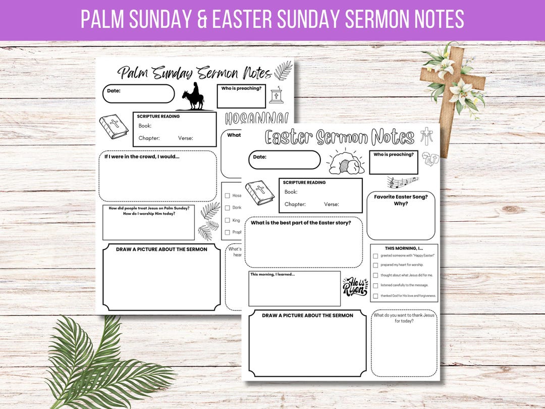 Palm Sunday & Easter Sermon Notes for Kids (PDF) - Etsy