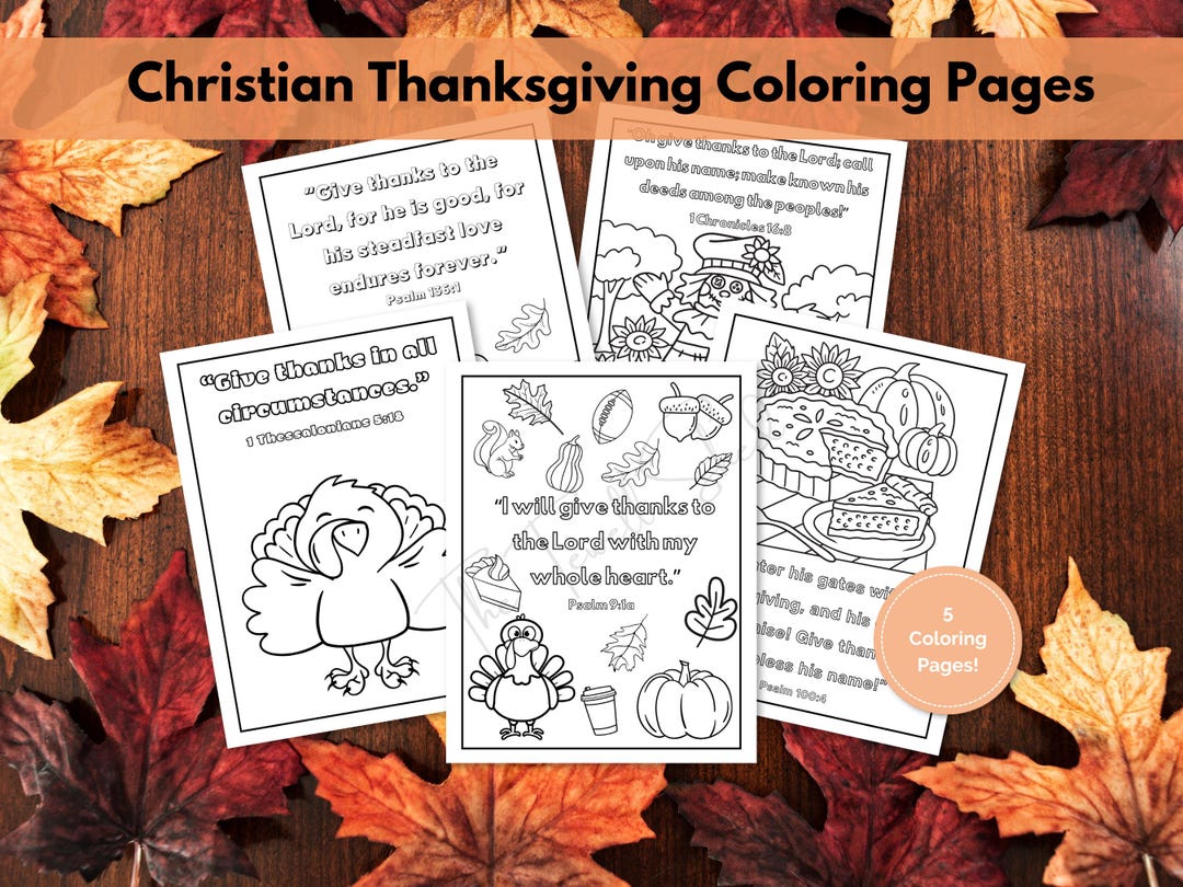 Christian Thanksgiving Coloring Pages: Bible Verse Activities (digital ...