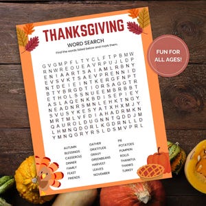 Thanksgiving Word Search | Printable Thanksgiving Games | Fall ...