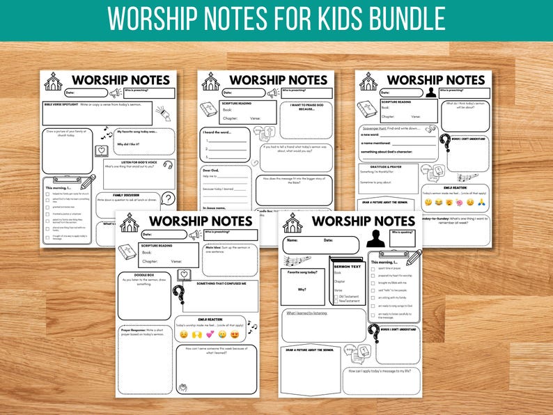 Worship Notes for Kids Bundle | Printable Sermon Notes | Family ...