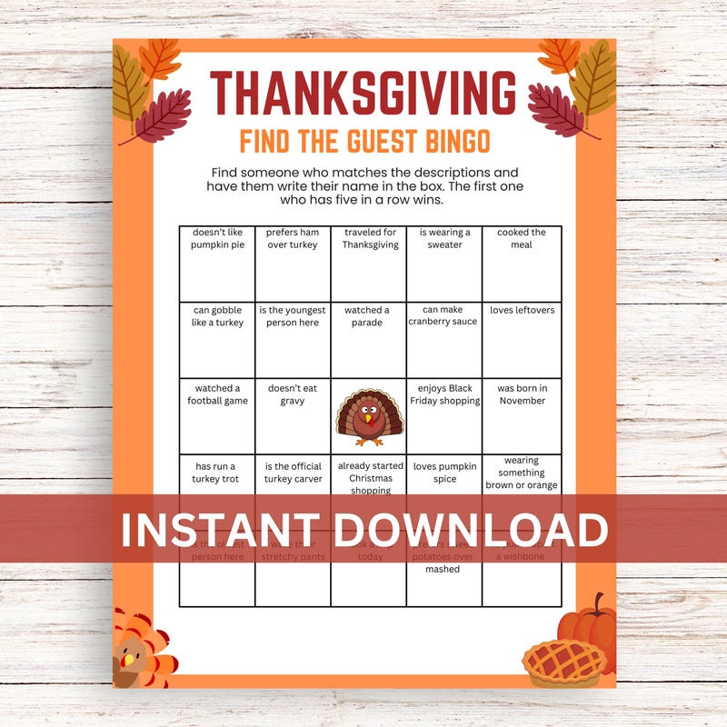 Thanksgiving Bingo - Etsy