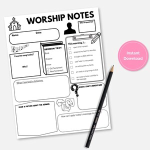 Worship Notes for Kids: Church Sermon Printable (classic Edition) - Etsy