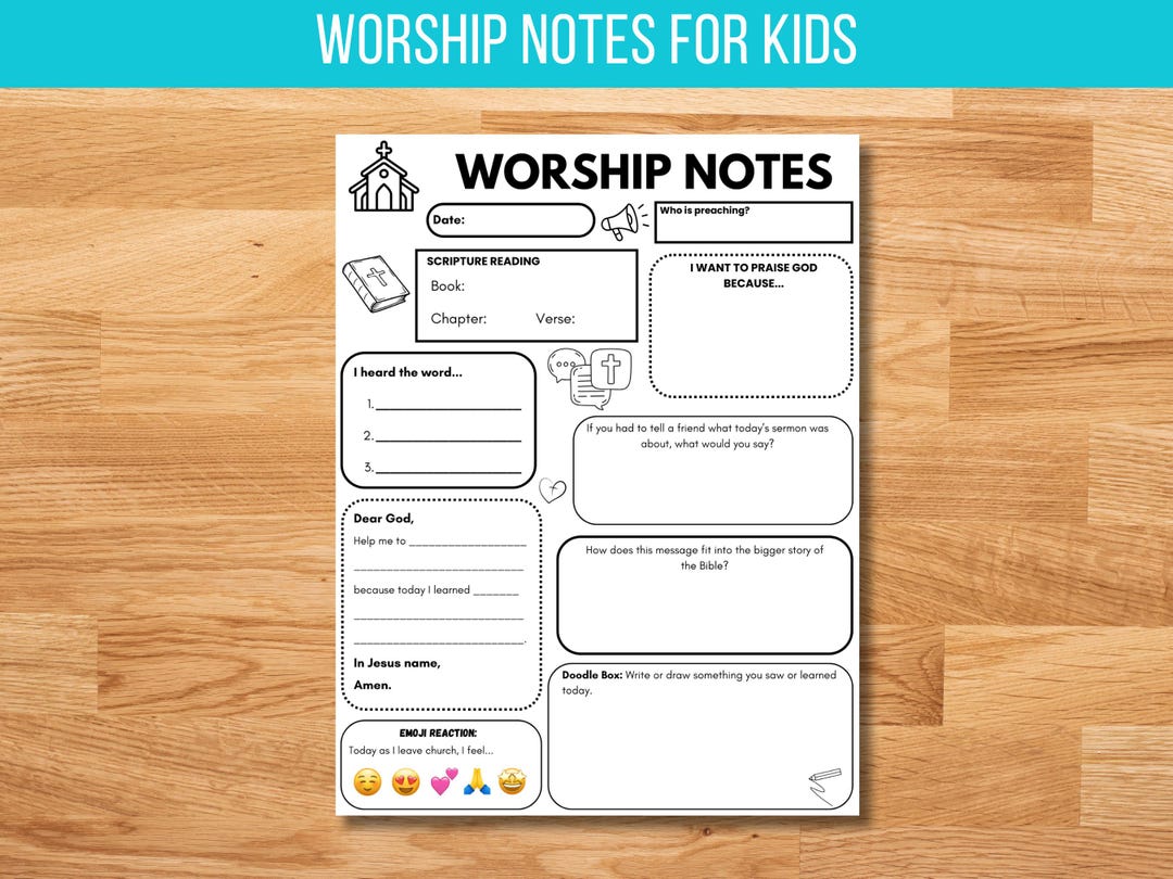 Worship Notes for Kids 5 | Printable Sermon Notes | Family Discipleship ...