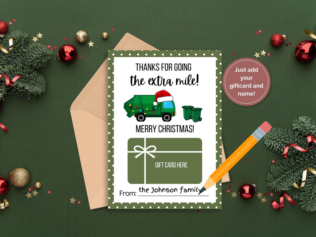 Trash Collector Christmas Gift Card Holder | Garbage Man Appreciation ...