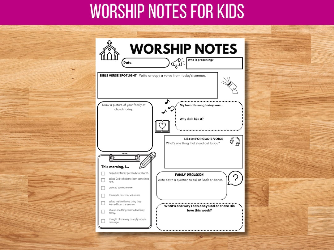 Worship Notes for Kids 3 | Printable Sermon Notes | Family Discipleship ...