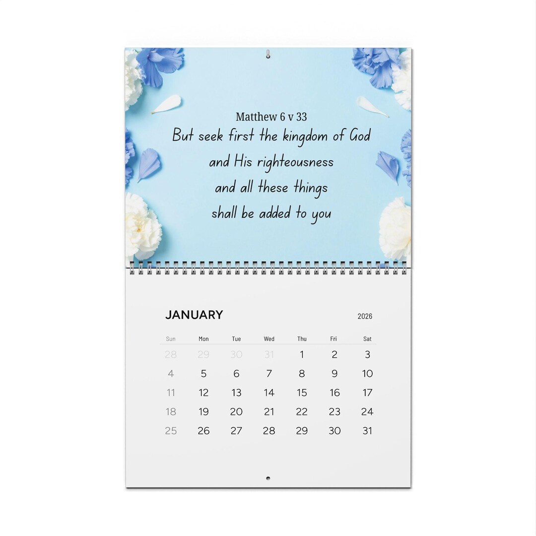 Scripture Floral Wall Calendar 2026 | Bible Verse Monthly Calendar ...