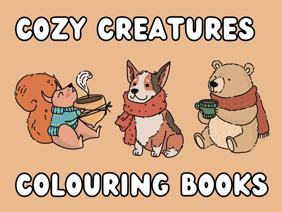 Cosy Creatures Coloring Pages 15 Cosy Fall Printable Pages Digital ...