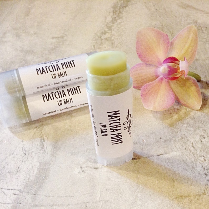 Matcha Green Tea Lip Balm Matcha Mint Vegan Lip Balm - Etsy