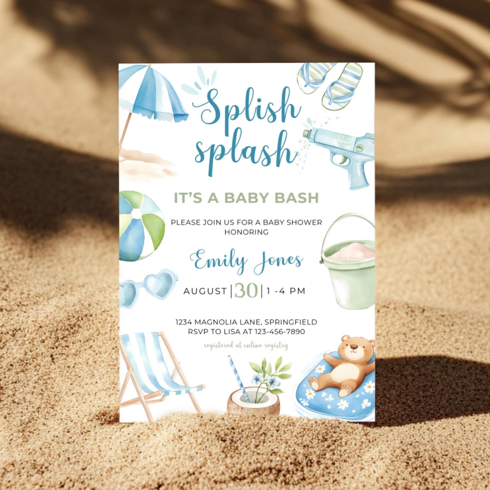 Splish Splash Baby Shower Invitation - Pool Baby Shower Invite - Splish ...