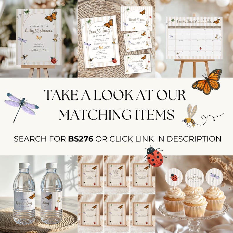 Love Bug Baby Shower Cupcake Toppers With Lady Bug - Printable Bee ...