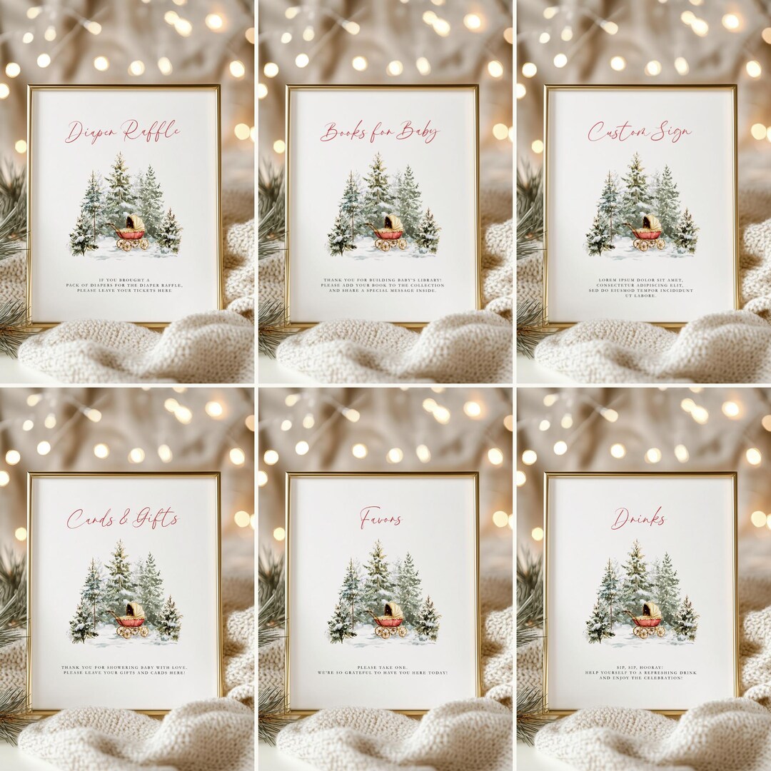 Baby Its Cold Outside Baby Shower Table Sign Bundle - Editable Winter ...