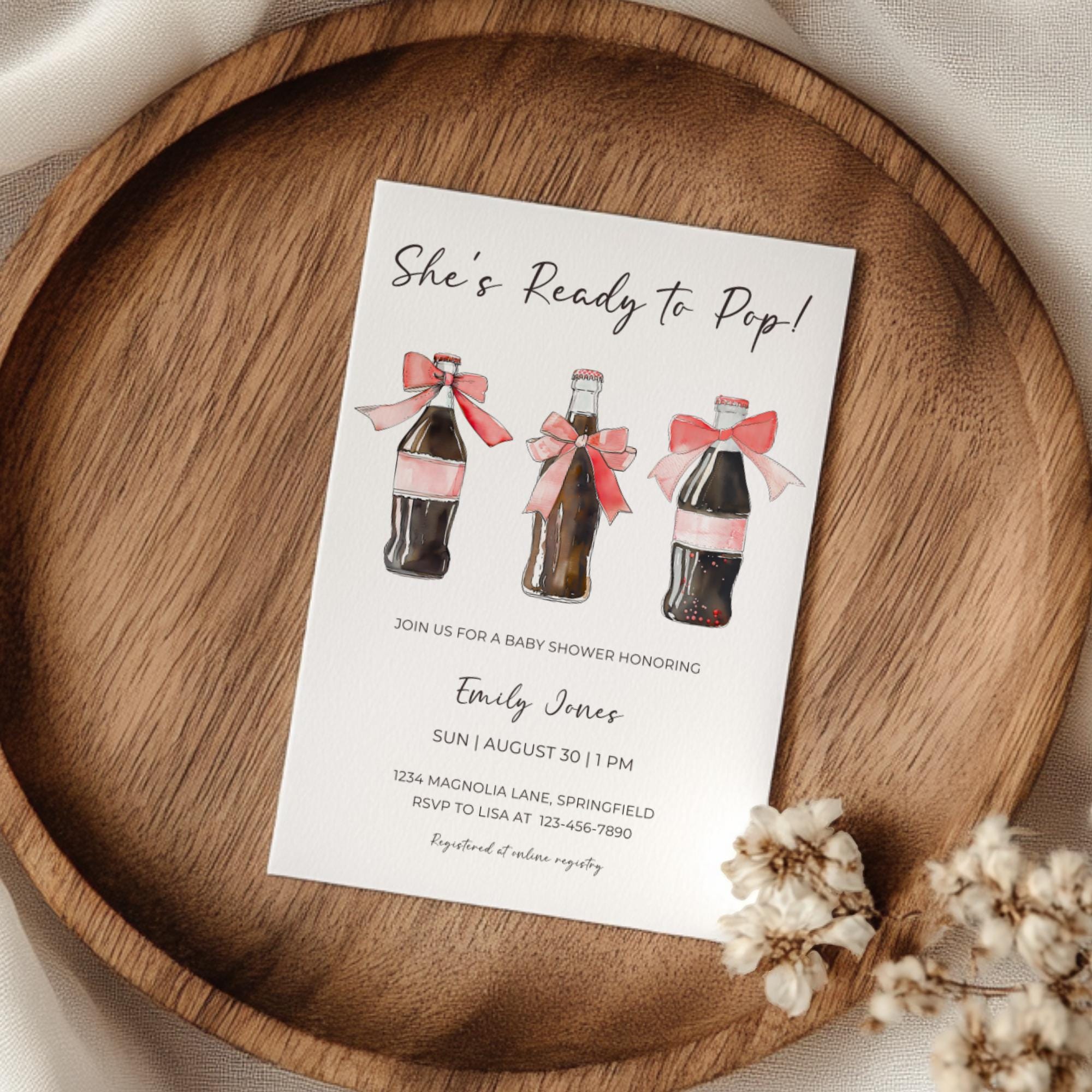 She’s Ready to Pop Baby Shower Invitation - Soda Bottle Theme - Red ...