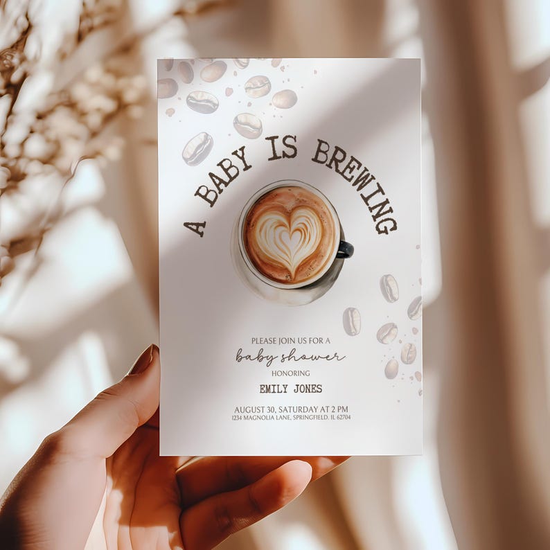 Coffee Bean Baby Shower Invitation Bundle , Editable A Baby is Brewing ...