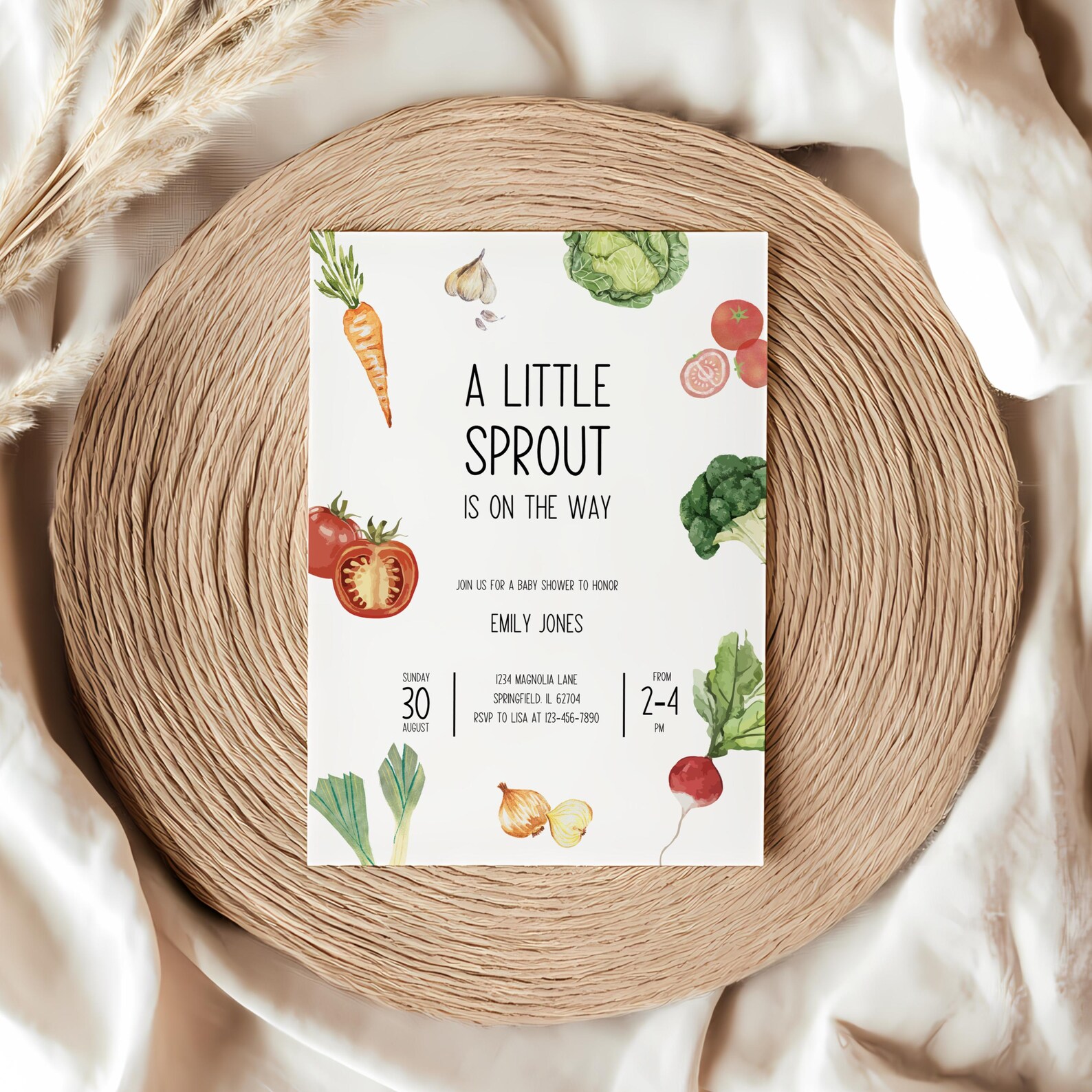 A Little Sprout is on the Way Baby Shower Invitation, Locally Grown ...