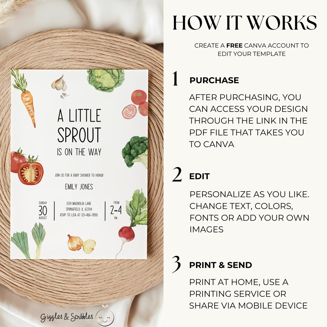 A Little Sprout is on the Way Baby Shower Invitation, Locally Grown ...