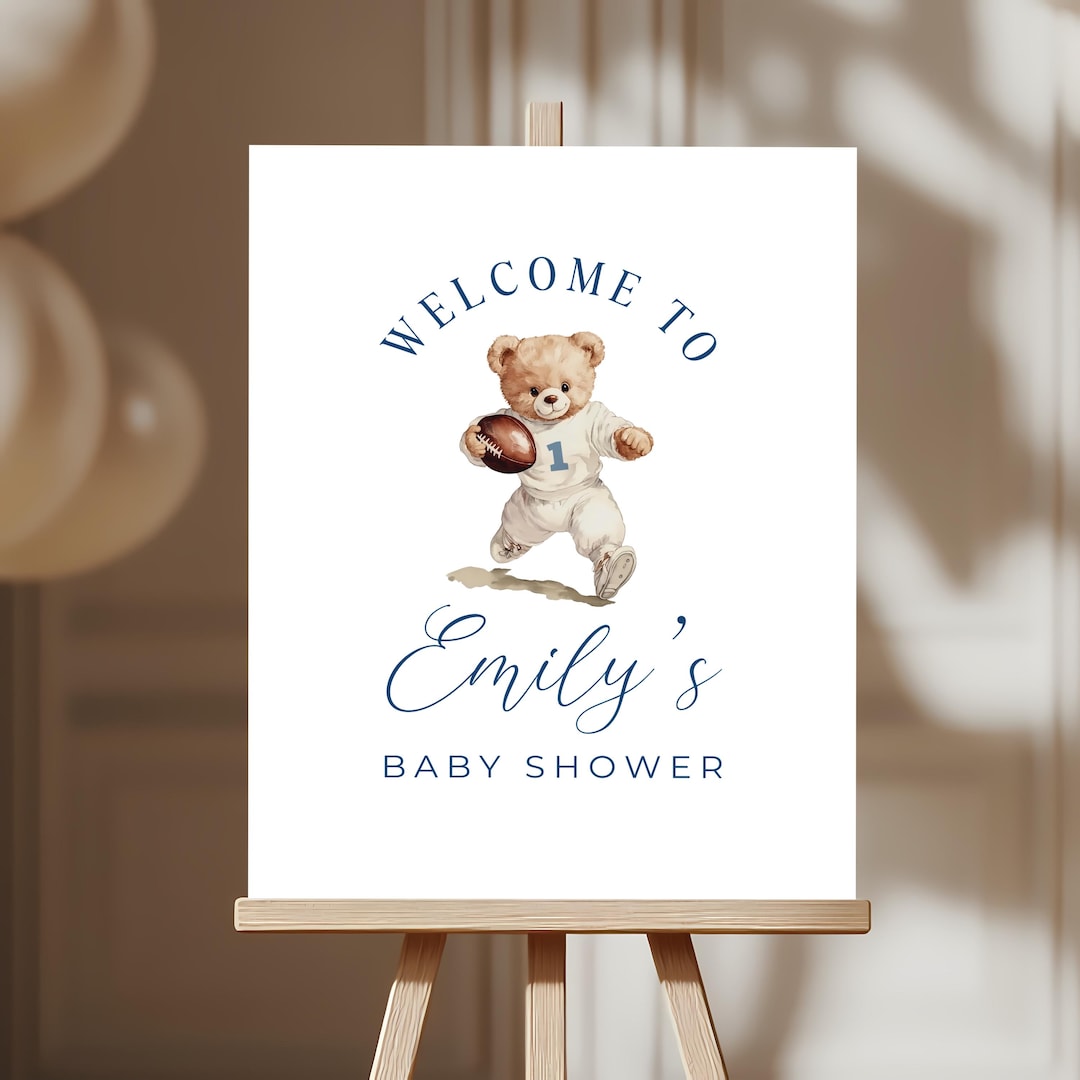 Touchdown Baby Shower Welcome Sign - Football Theme Baby Shower Decor ...