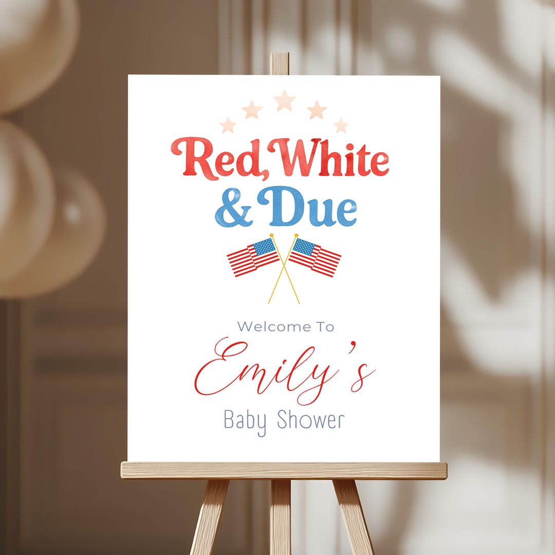 Red White and Due Baby Shower Welcome Sign - 4th of July Welcome Sign ...