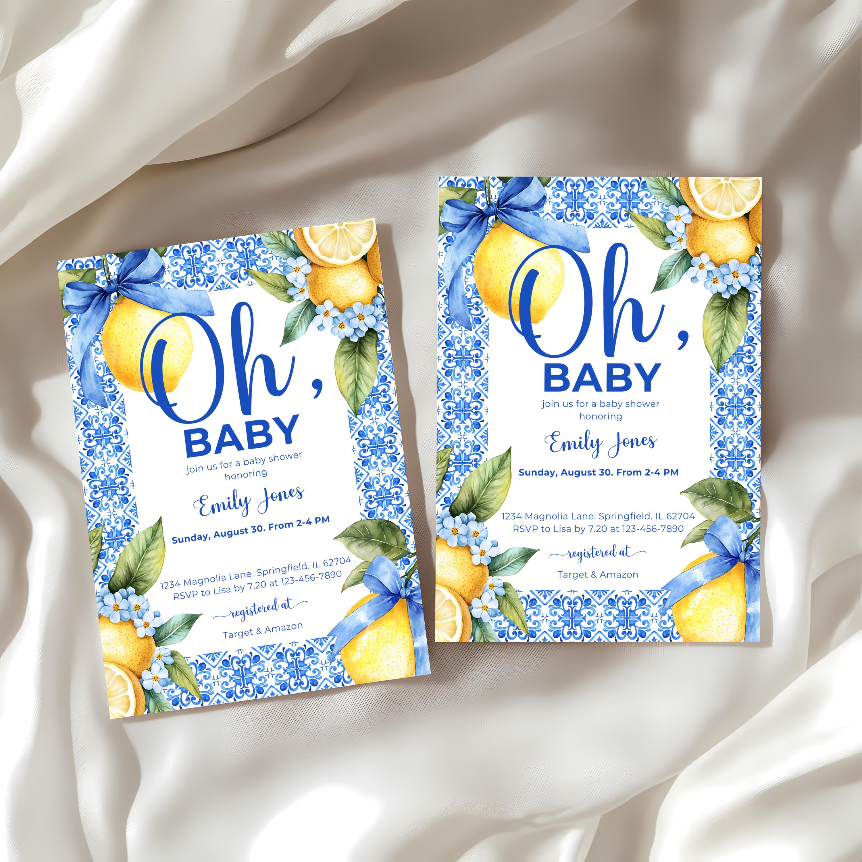 Lemon Baby Shower Invitation, Gender Neutral Lemon Theme Baby Shower ...