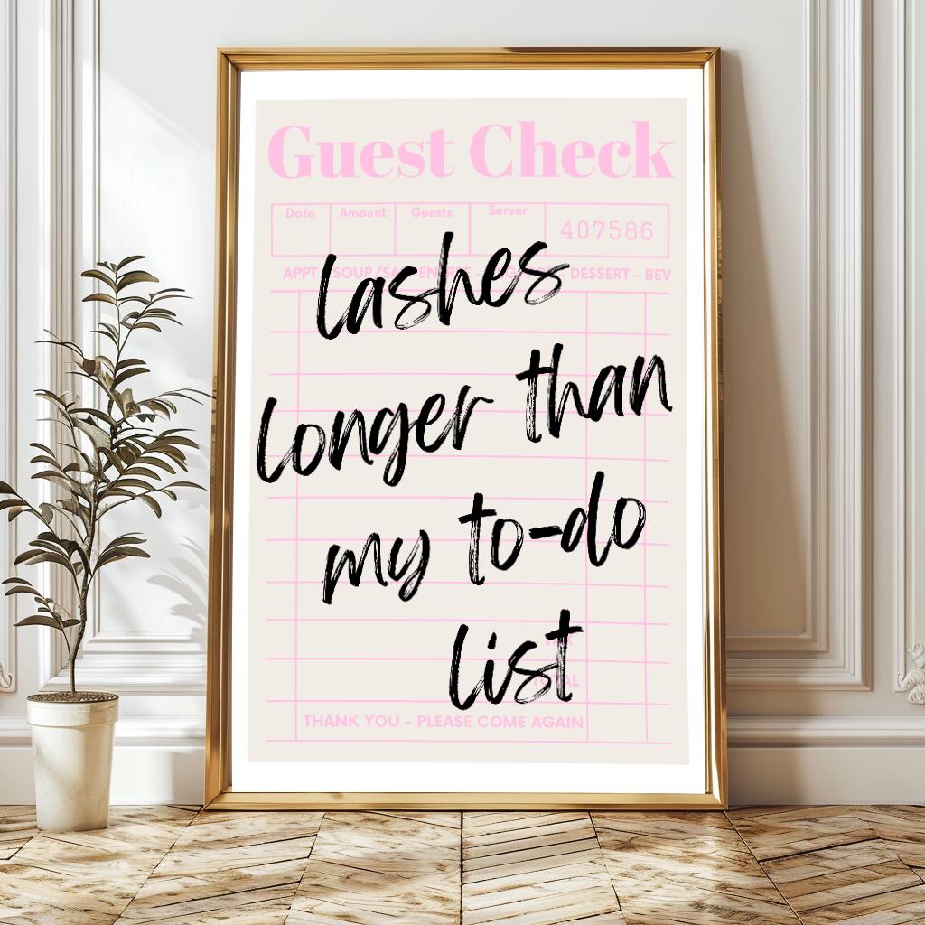 LASH Beige Pink Esthetician Poster Bundle, Beauty Salon Decor, Guest ...